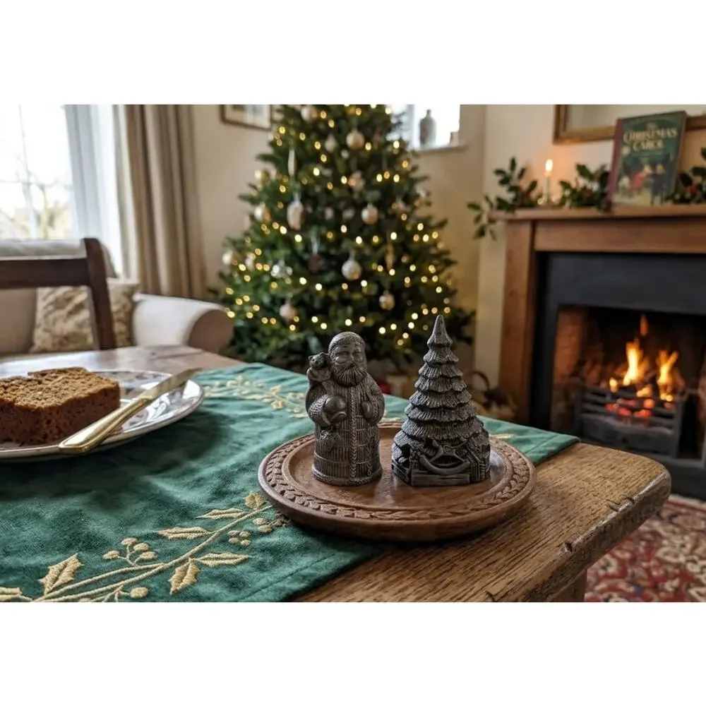 Unknown | Kitchen | Vintage Heavy Pewter Santa And Christmas Tree Salt ...